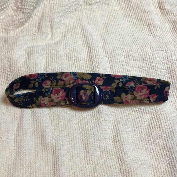 Accessories | Vintage Floral Belt Roses Multicolor Slide Buckle | Poshmark